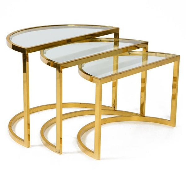 Gold Half Moon Nesting Tables - Set of 3 - Gil & Roy Props