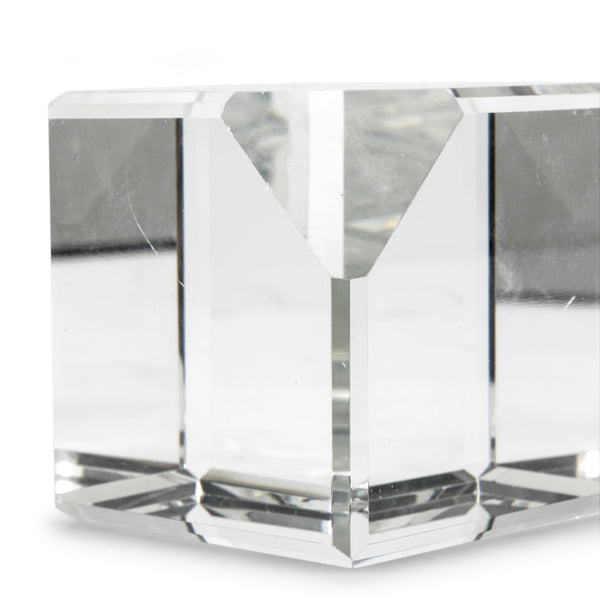 Etched Glass Cube Paperweight w/ Tapered Edge (A+D) - Gil & Roy Props