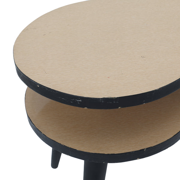 Distressed Black & Tan 3-Legged Side Table - Gil & Roy Props