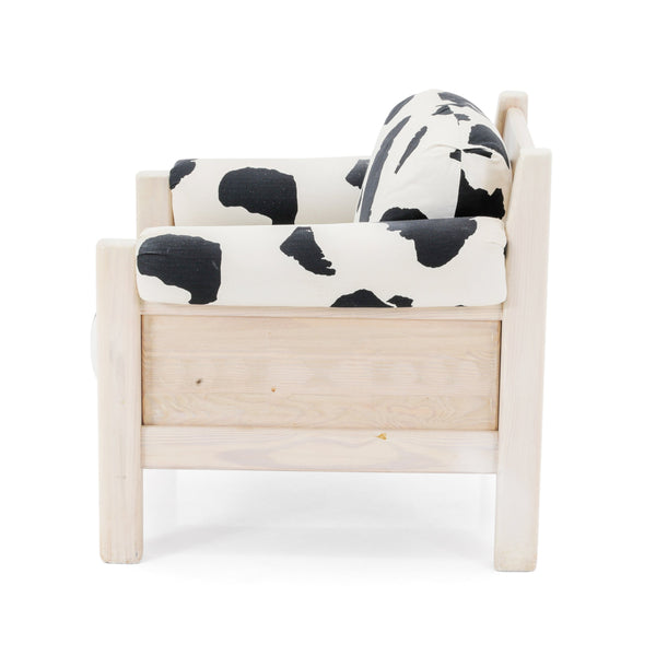 Light Wood Cow Print Lounge Chair - Gil & Roy Props