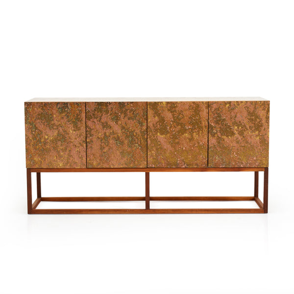 Milo Baughman Mottled Gold & Pink Console - Gil & Roy Props