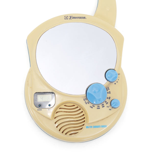 Cream / Blue Emerson Shower Radio / Mirror - Gil & Roy Props