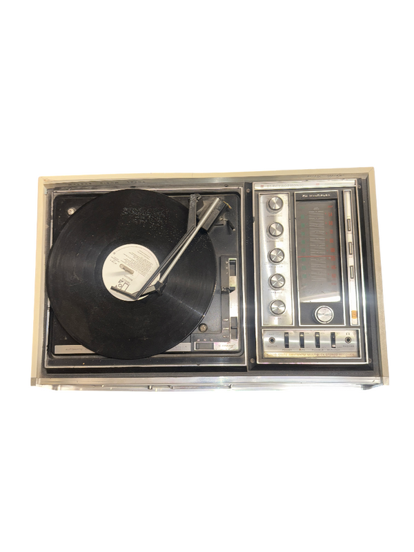 White "Electrophonic" Standing Record Player - Gil & Roy Props
