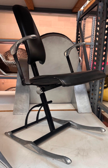 Metal & Black Leather Rocking Chair - Gil & Roy Props