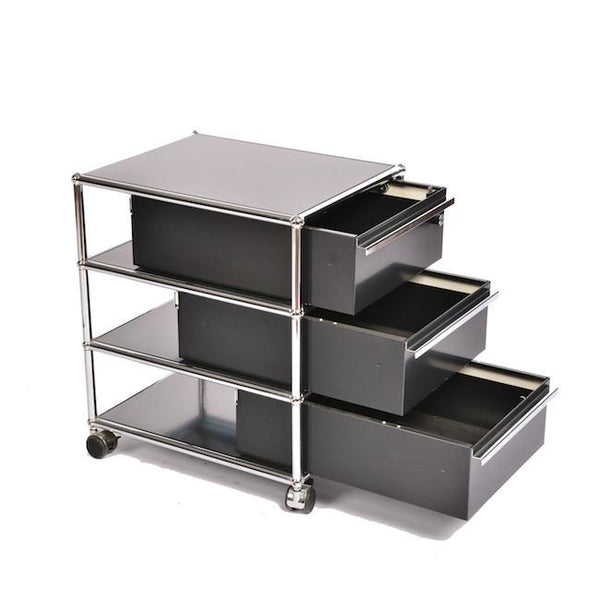 Haller Rolling Cart with Drawers - Black - Gil & Roy Props
