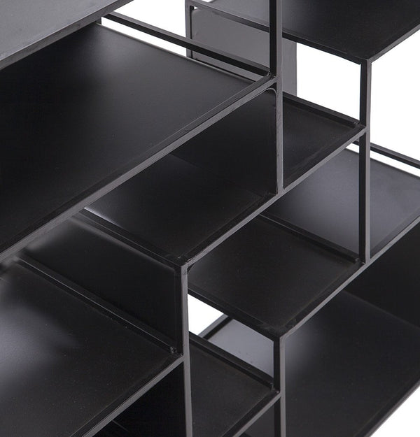 Square Black Metal Grid Wall Shelf - Gil & Roy Props
