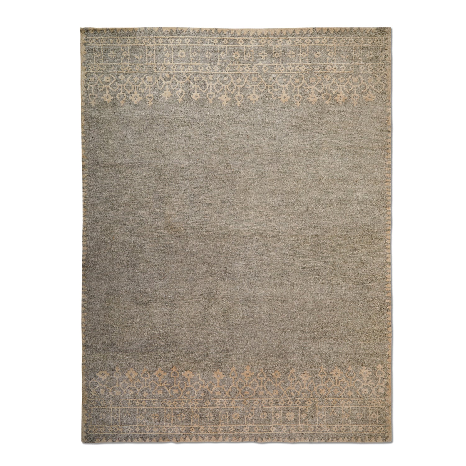 Large Grey Persian Rug with Floral Accents - Gil & Roy Props