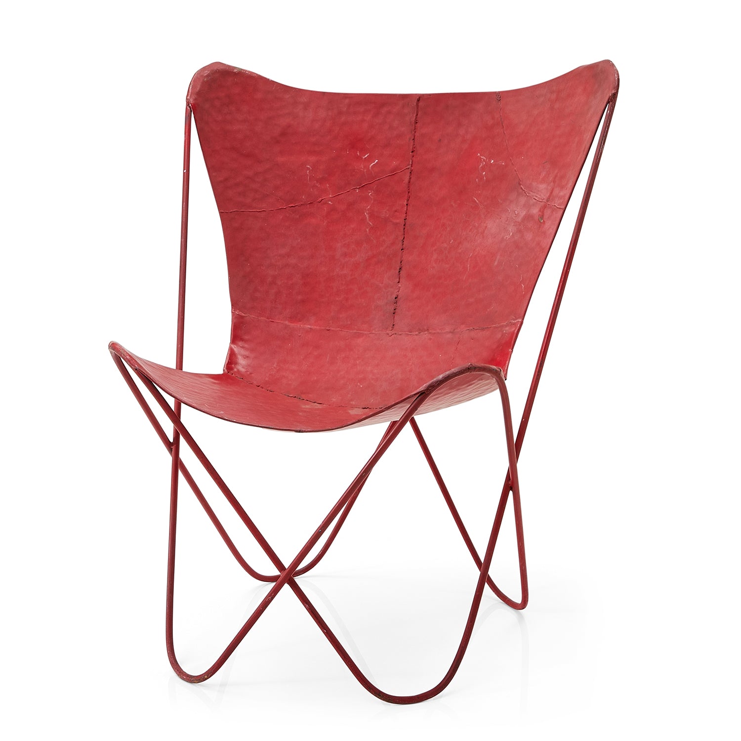 Butterfly Chair - Red Rustic Metal - Gil & Roy Props