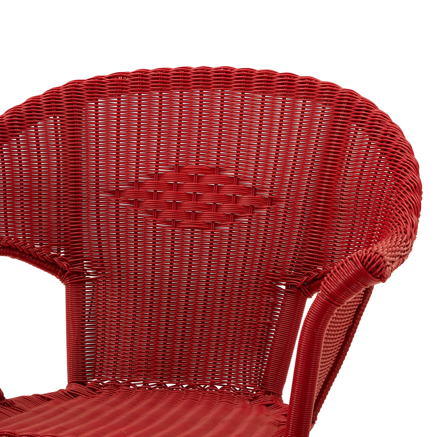 Red Wicker Patio Arm Chair - Gil & Roy Props