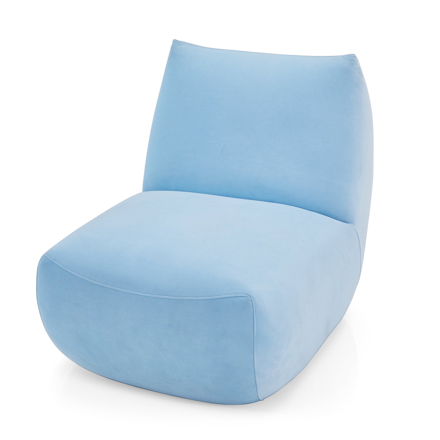 Light Blue Velvet Pouf Chair - Gil & Roy Props