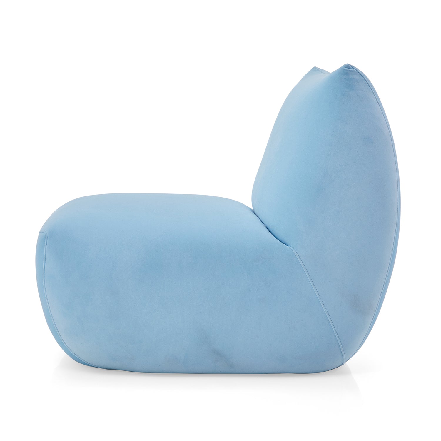 Light Blue Velvet Pouf Chair - Gil & Roy Props
