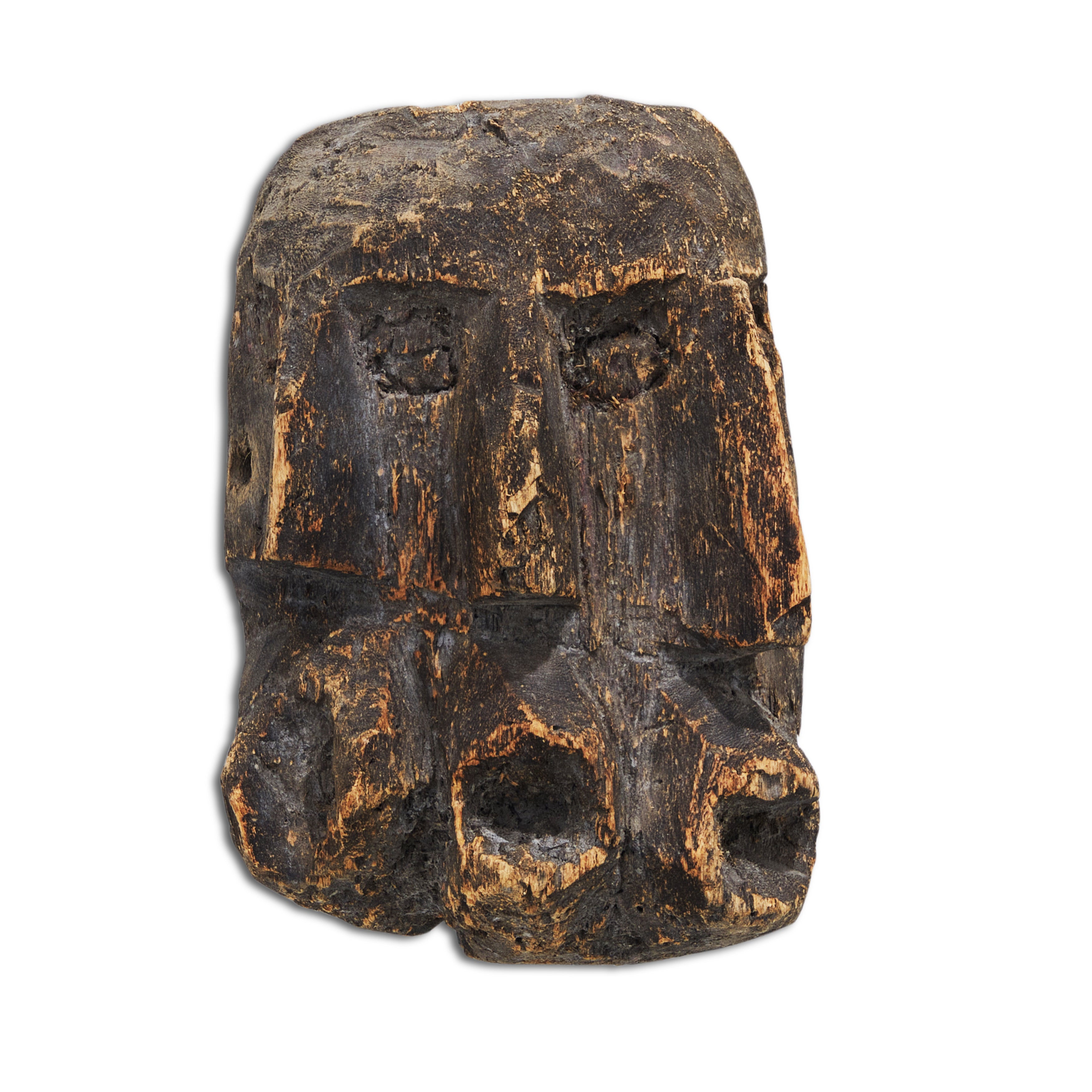 Wood Carved Three Faced Primitive Mask - Gil & Roy Props