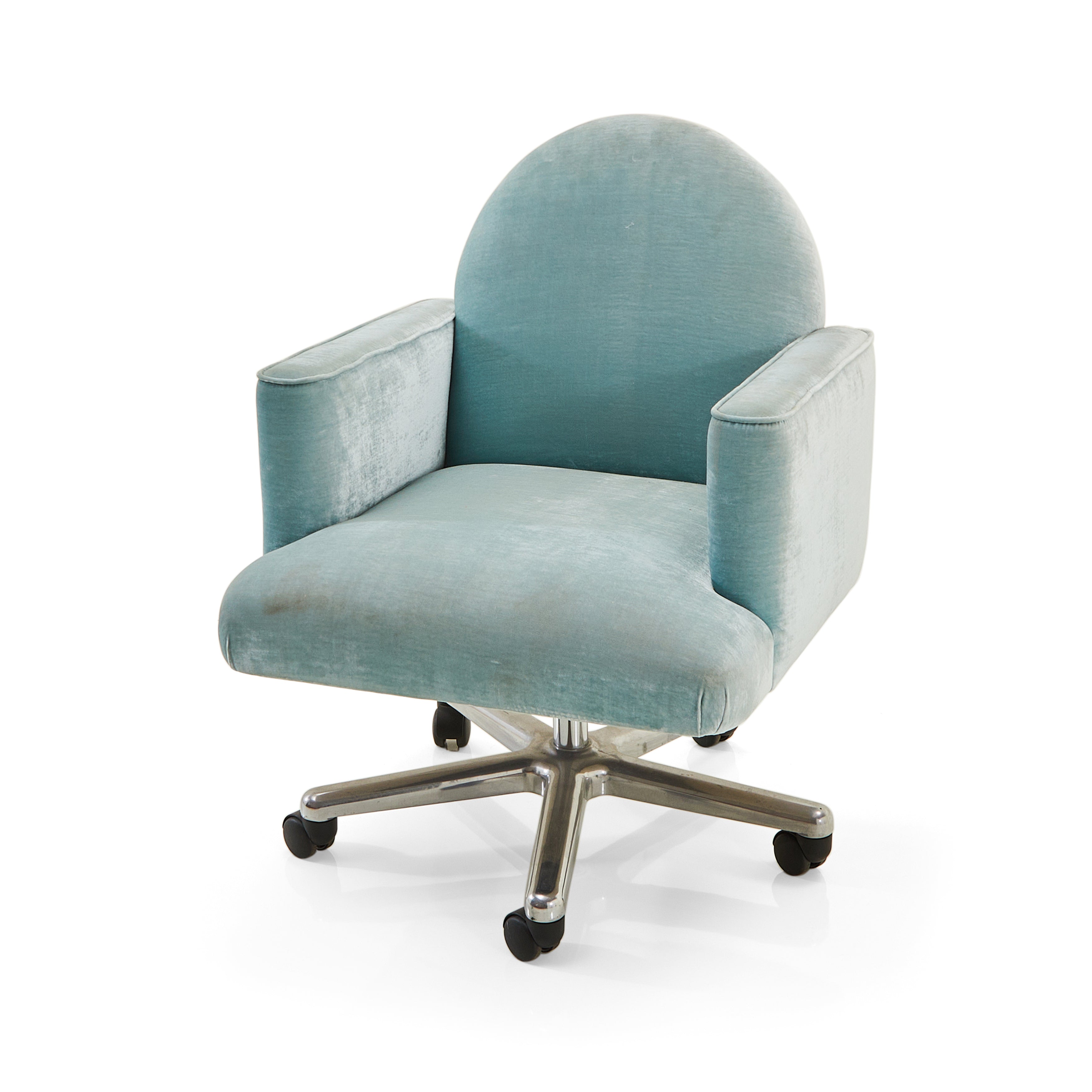 Blue Velvet Swivel Chair - Gil & Roy Props