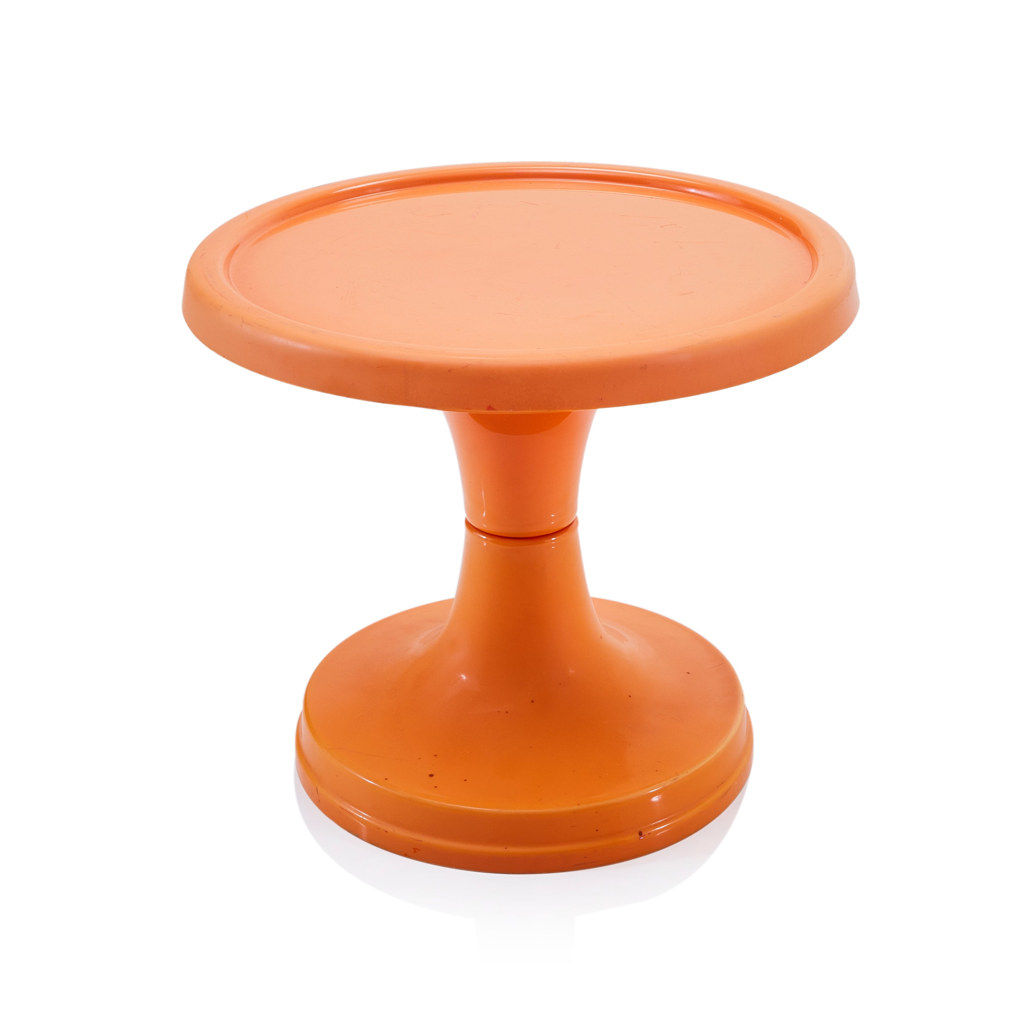 Small Round Orange Plastic Side Table - Gil & Roy Props