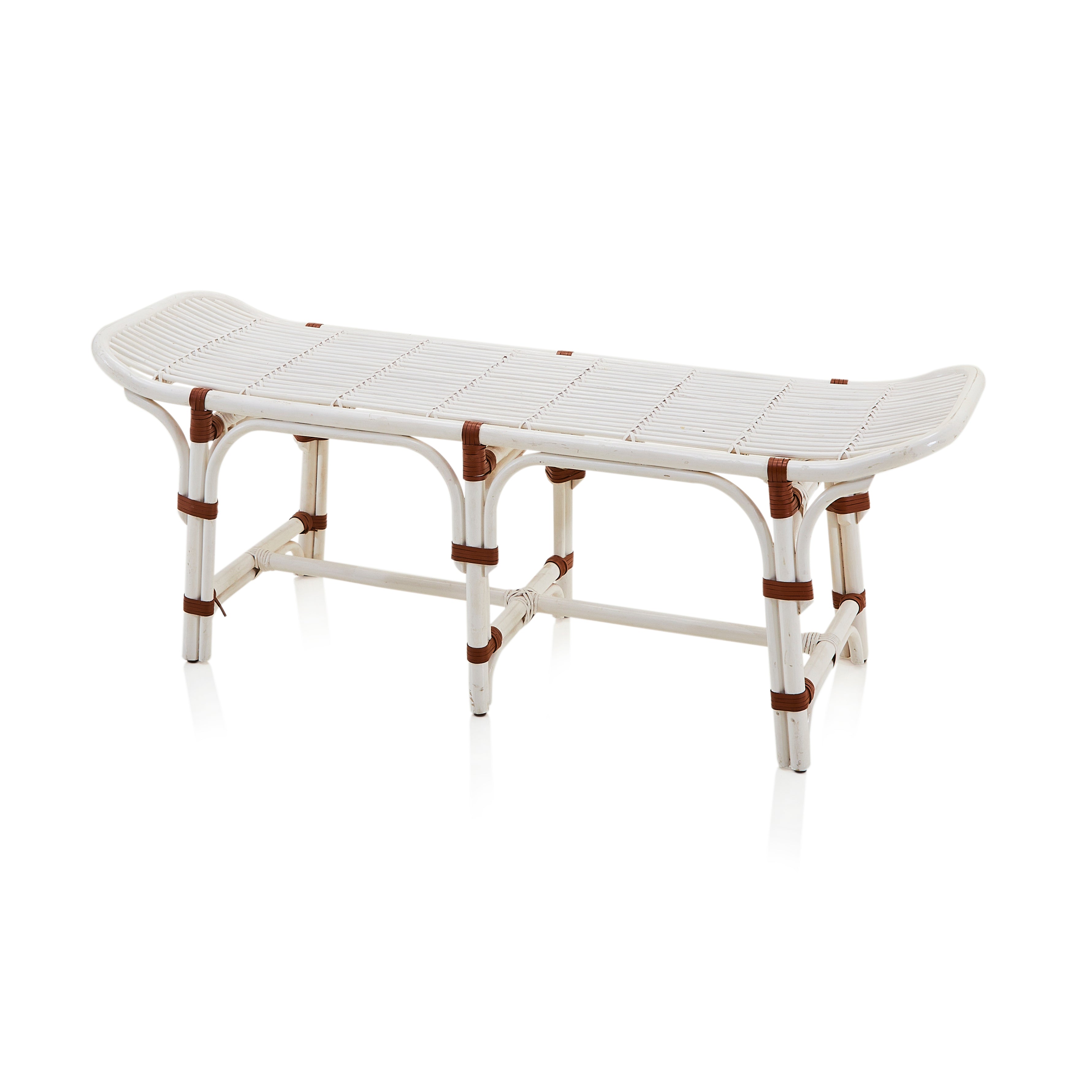 White & Brown Bamboo Bench - Gil & Roy Props