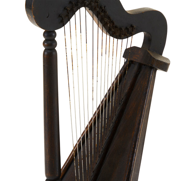 Wood Dark Small Harp Sculpture - Gil & Roy Props