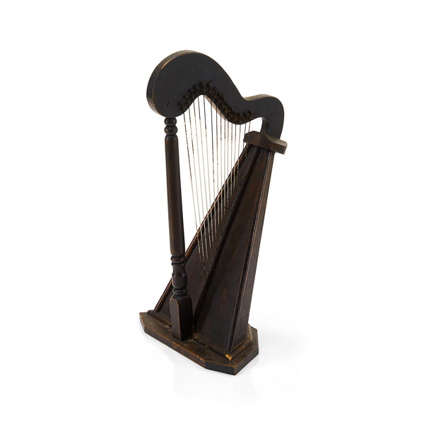 Wood Dark Small Harp Sculpture - Gil & Roy Props
