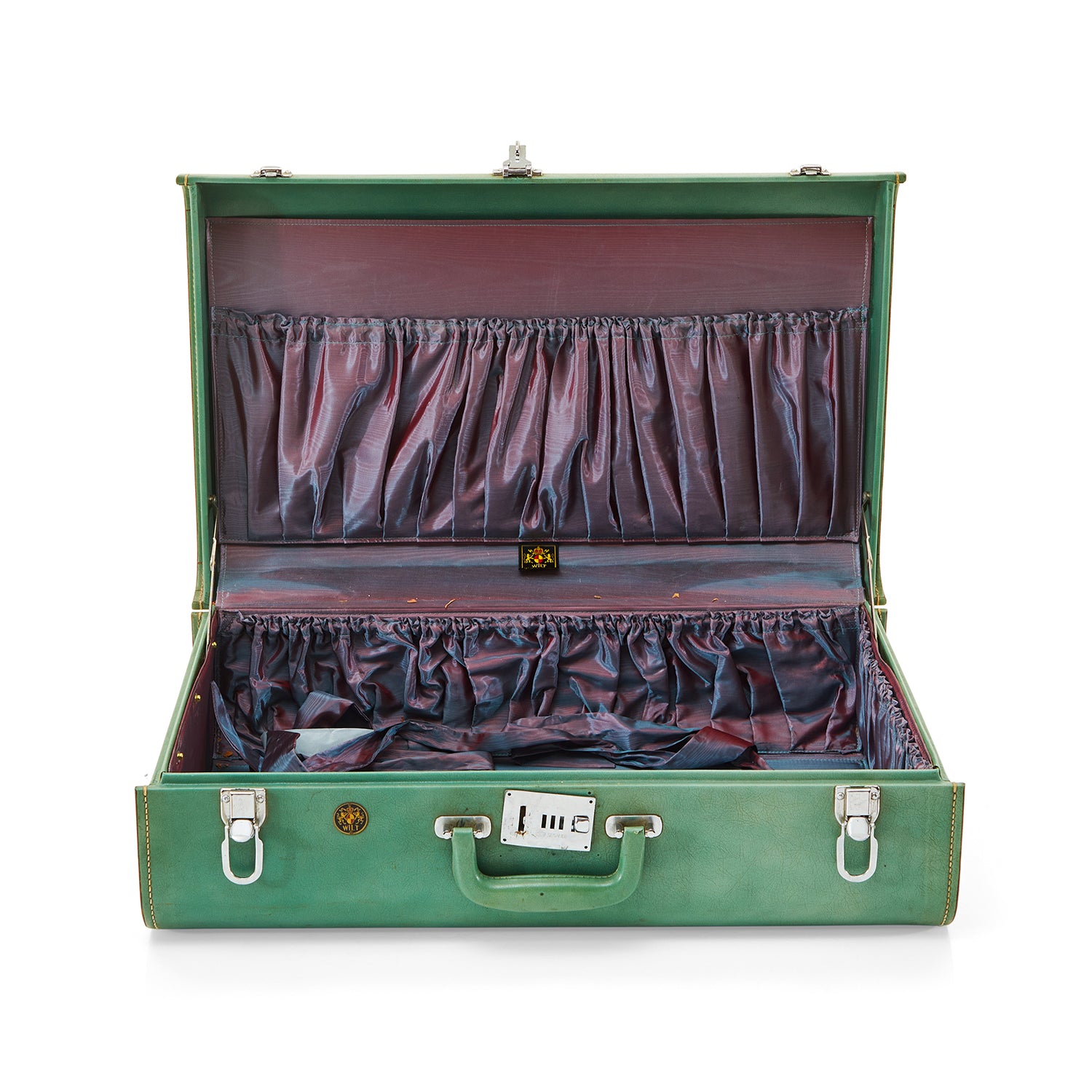 Green Hard Shell Leather Suitcase Medium - Gil & Roy Props