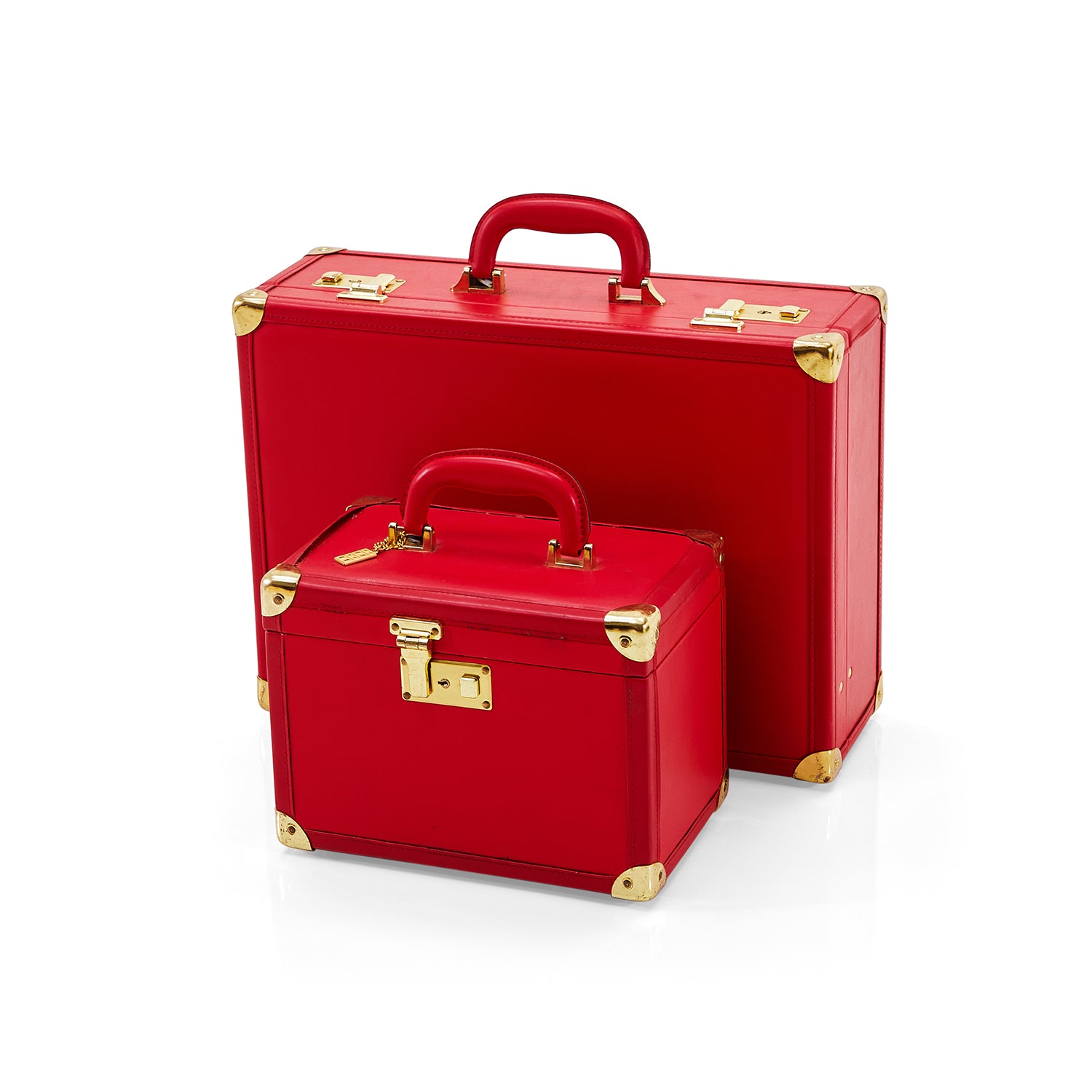 Small Red Leather Cosmetics Case - Gil & Roy Props