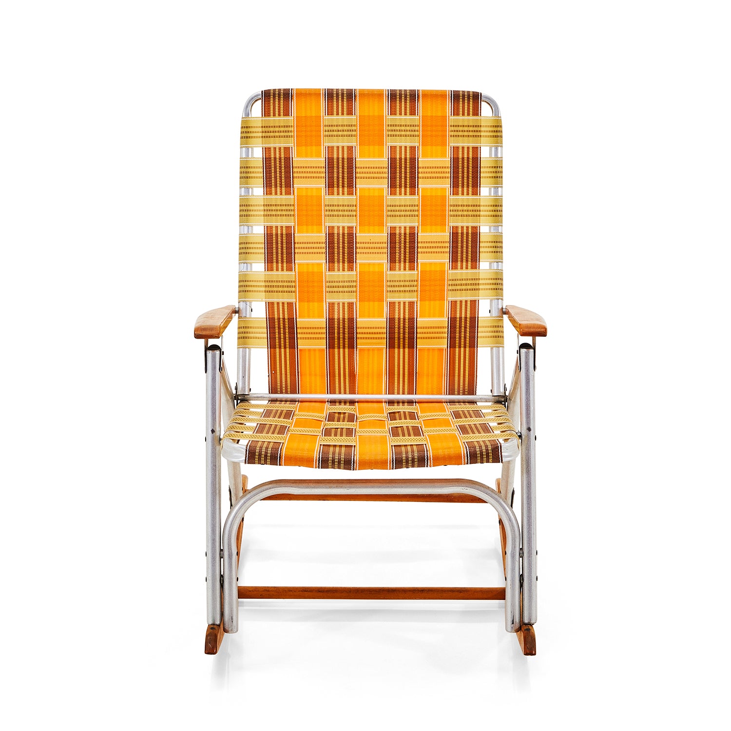 Orange Brown Folding Lawn Rocking Chair Gil Roy Props