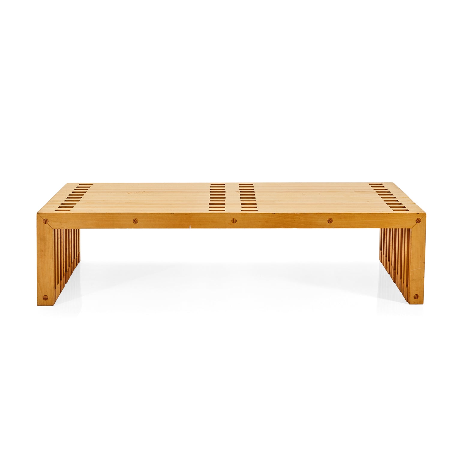 Light Wood Long Slatted Bench - Gil & Roy Props