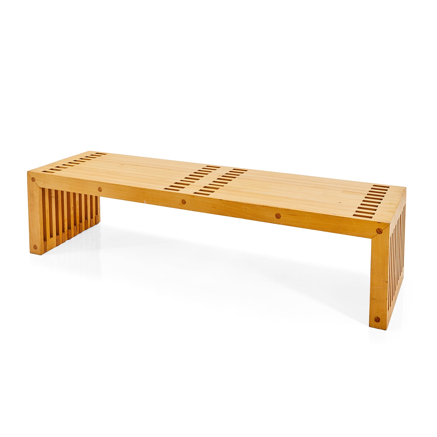 Light Wood Long Slatted Bench - Gil & Roy Props