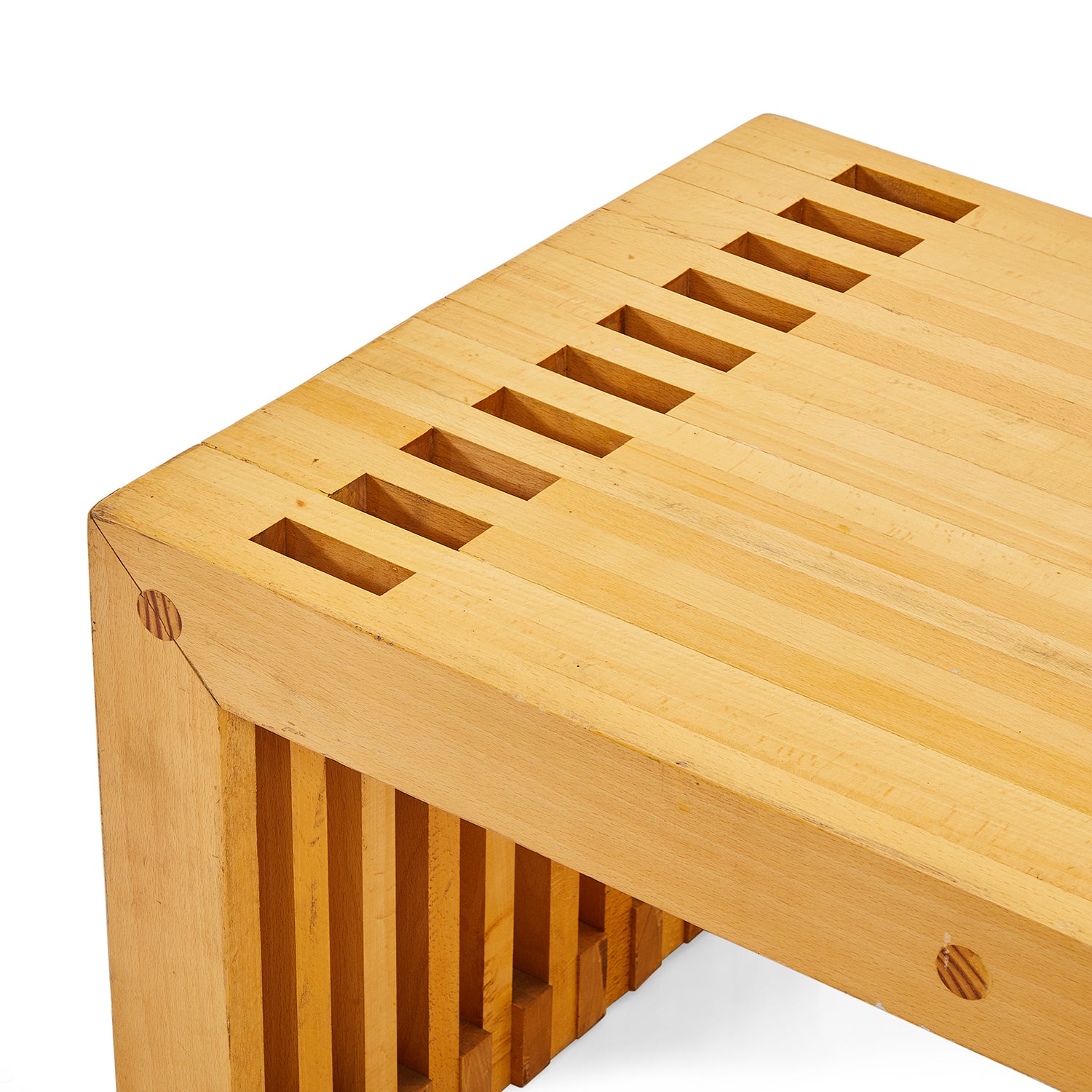 Light Wood Long Slatted Bench - Gil & Roy Props