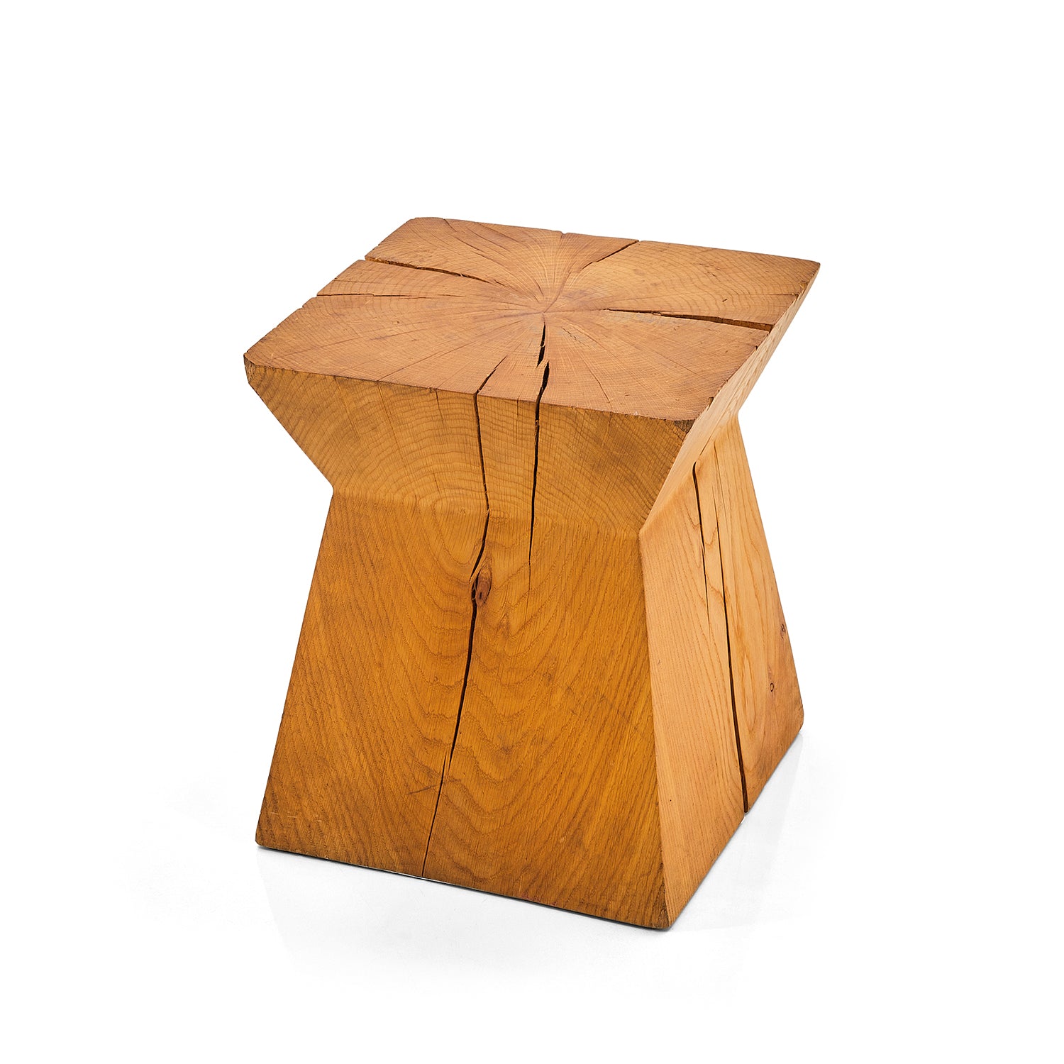 Square Wood Geometric Stool Pedestal Side Table - Gil & Roy Props