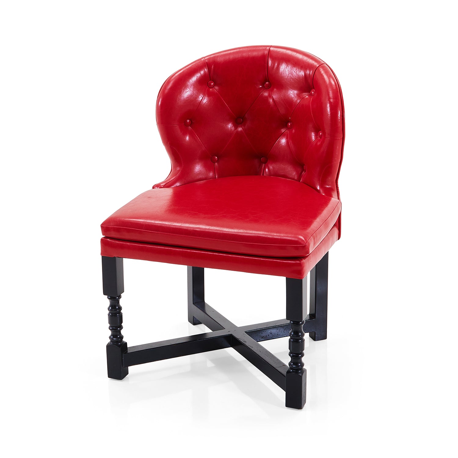 Red Leather Tufted Cocktail Lounge Chair - Gil & Roy Props