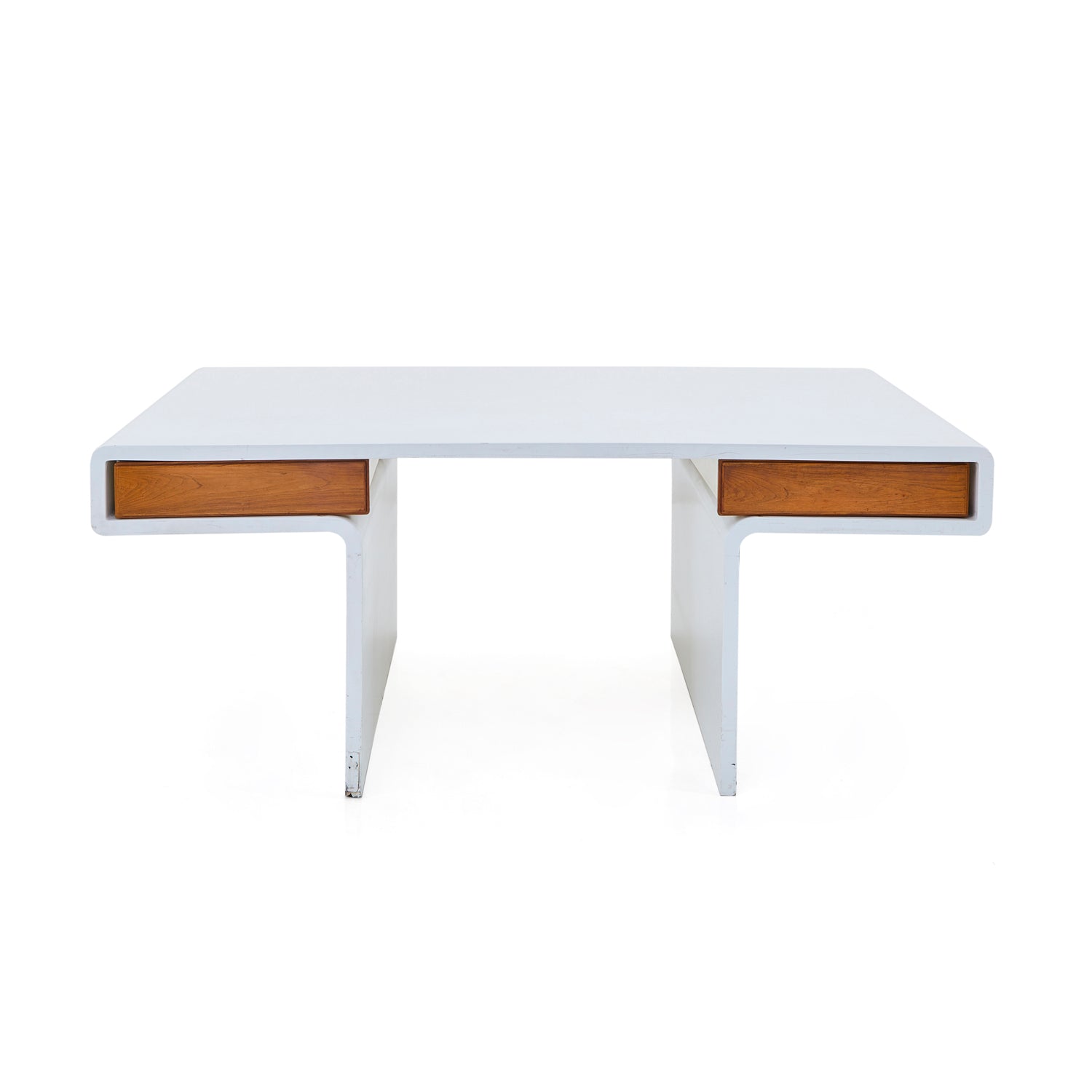 White Mod Desk with Wood Drawers - Gil & Roy Props