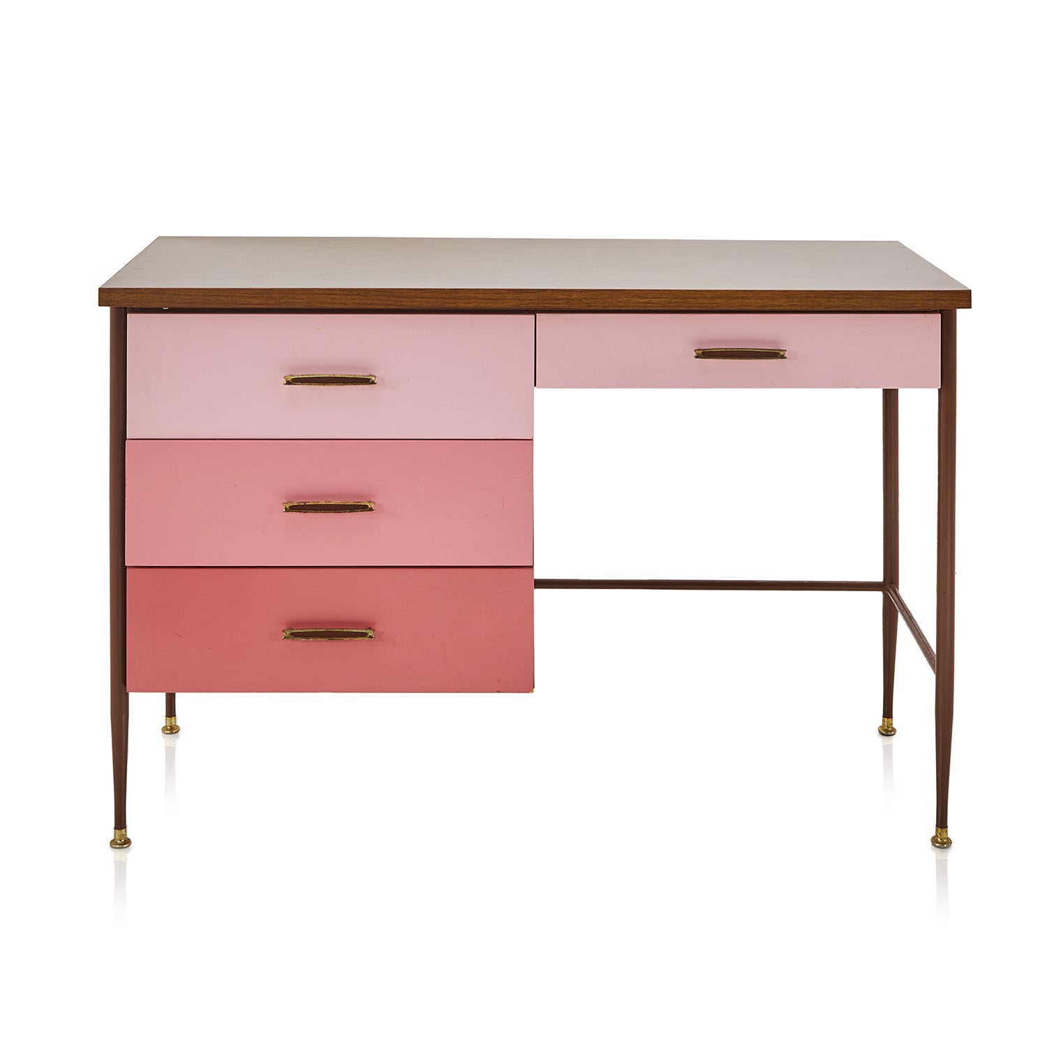 Pink Wood Mid century Modern Desk
