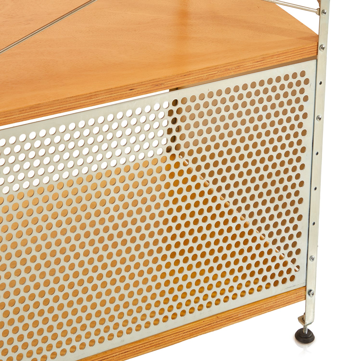 Wood and Aluminum Wire Rod Desk with Mesh Cubby - Gil & Roy Props