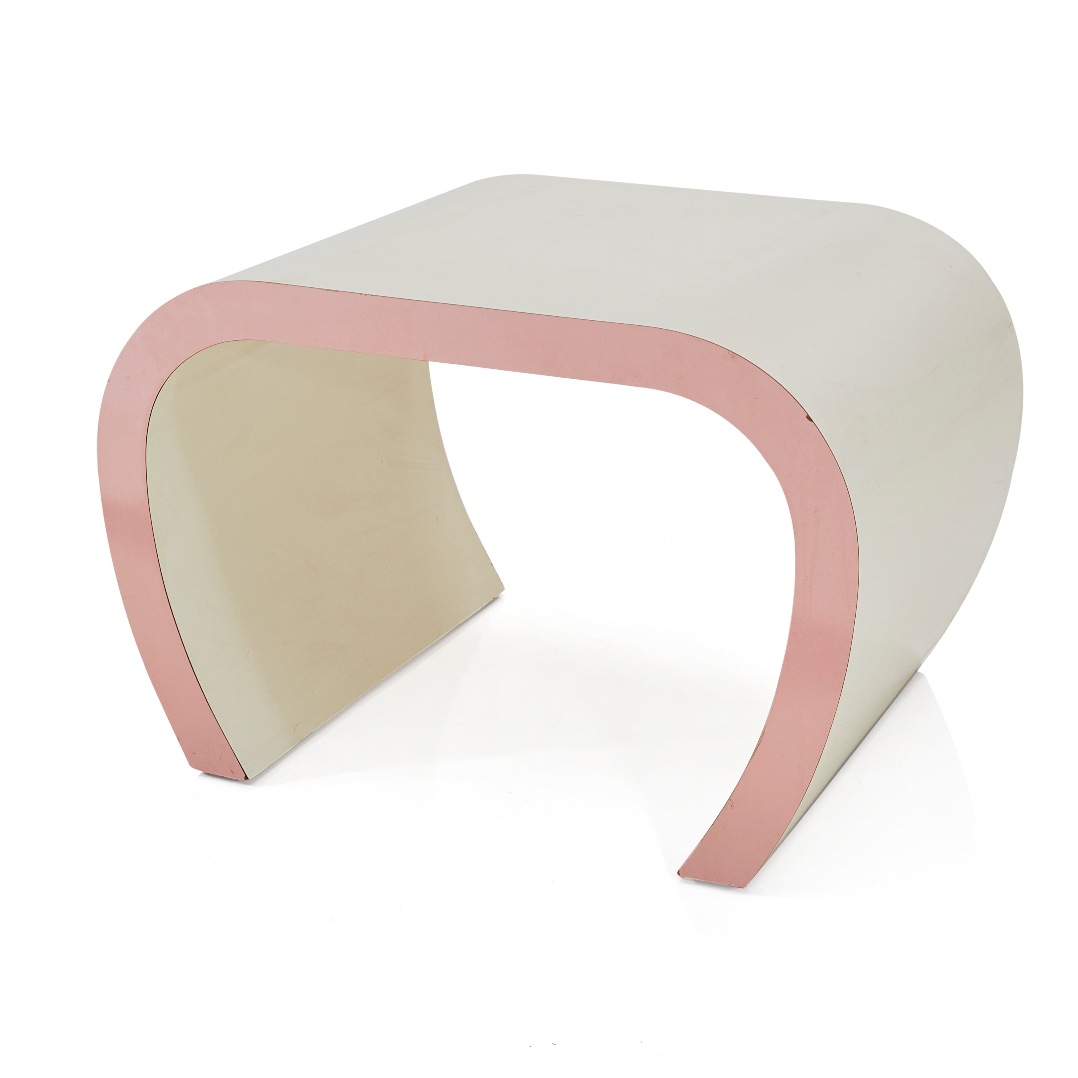 White & Pink Curved Side Table - Gil & Roy Props