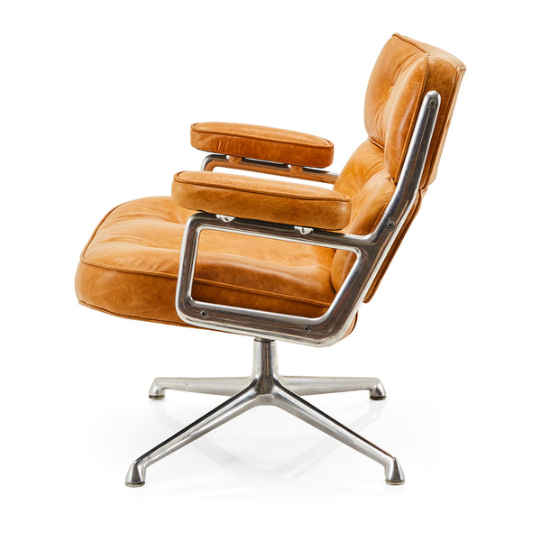 Tan Leather Time Life Wide Arm Chair - Gil & Roy Props