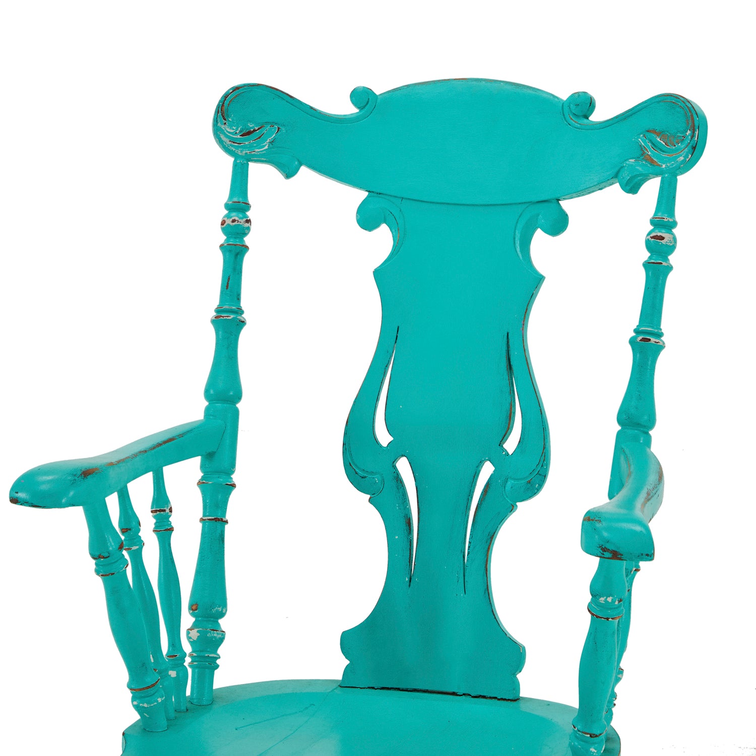 Turquoise Neo-Classical Wood Rocking Chair - Gil & Roy Props