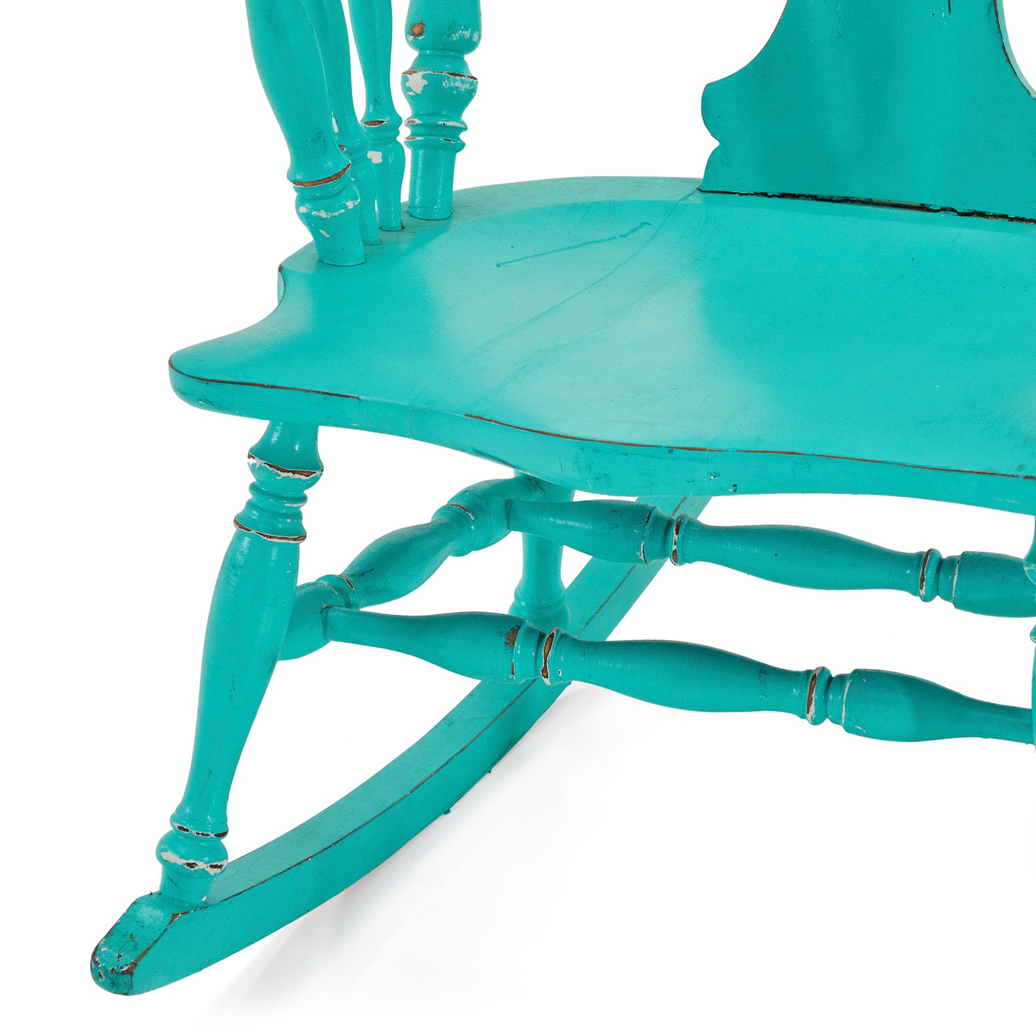 Turquoise Neo-Classical Wood Rocking Chair - Gil & Roy Props