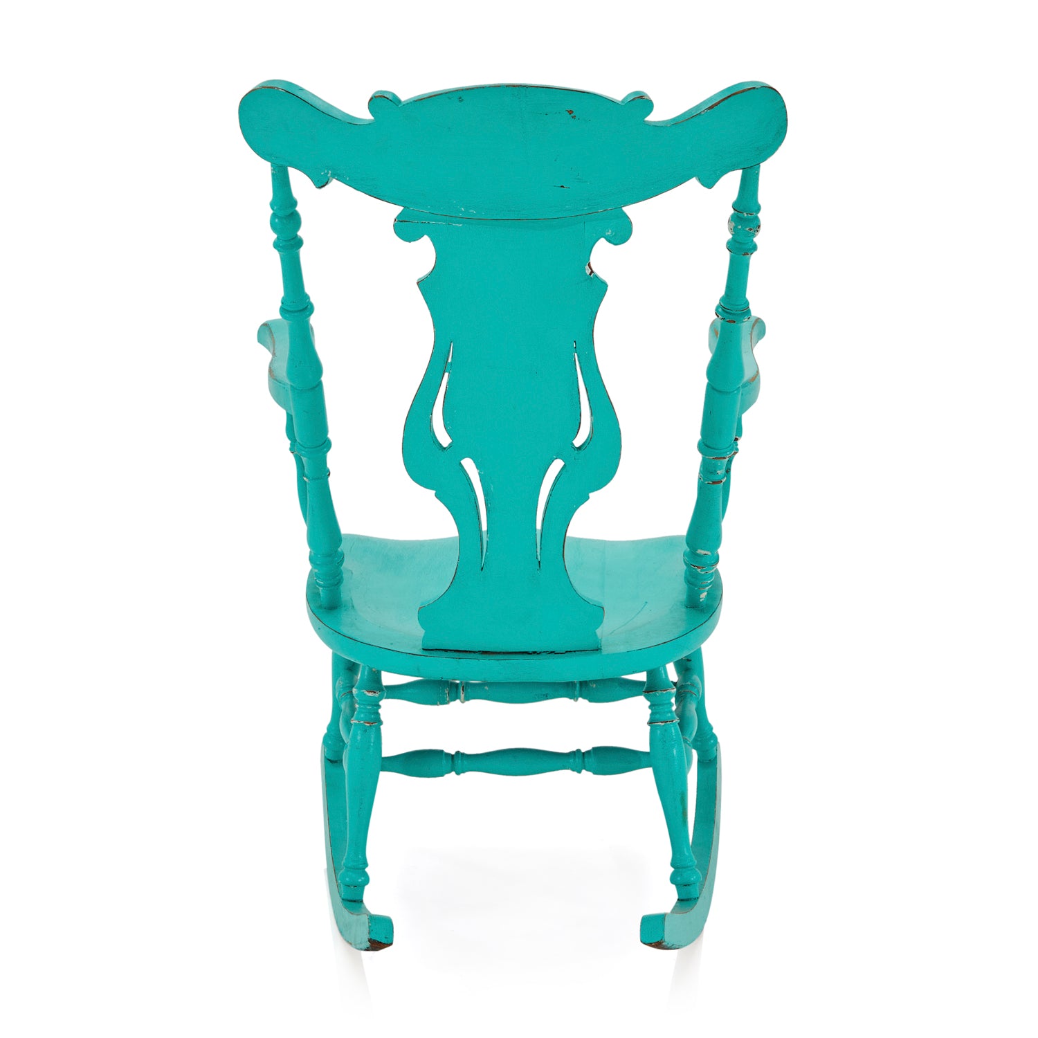 Turquoise Neo-Classical Wood Rocking Chair - Gil & Roy Props