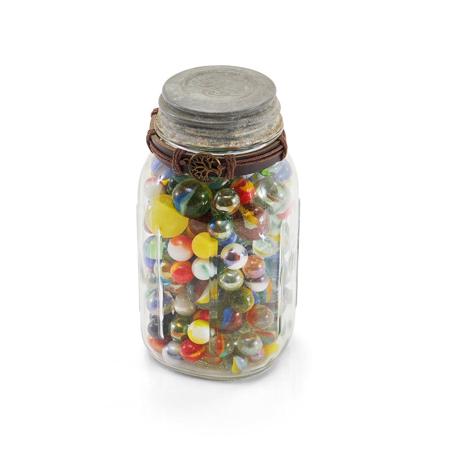 Multi Rustic Mason Jar of Marbles (A+D) - Gil & Roy Props
