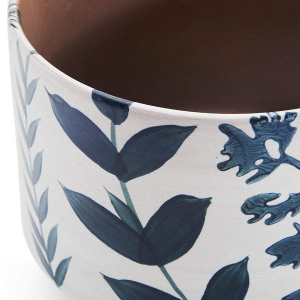 White & Blue Botanicals Floral Footed Planter Pot Large (A+D) - Gil ...