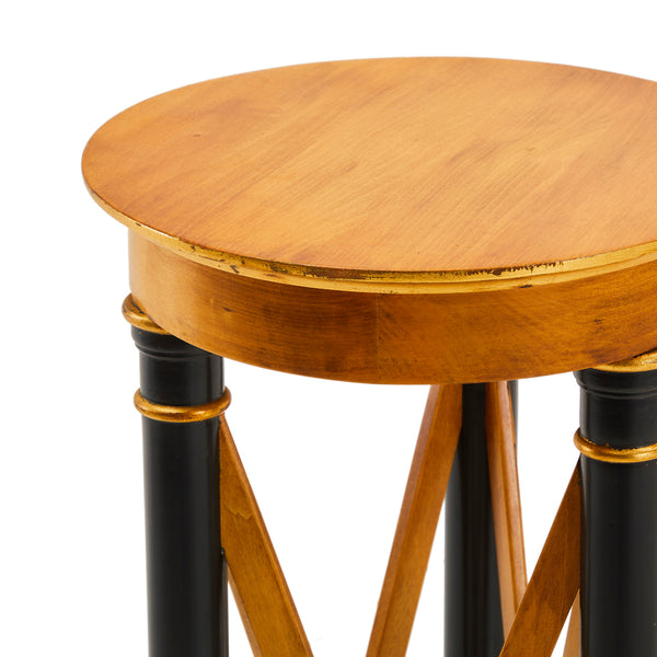 Wood & Black Ornate Contemporary Pedestal - Gil & Roy Props
