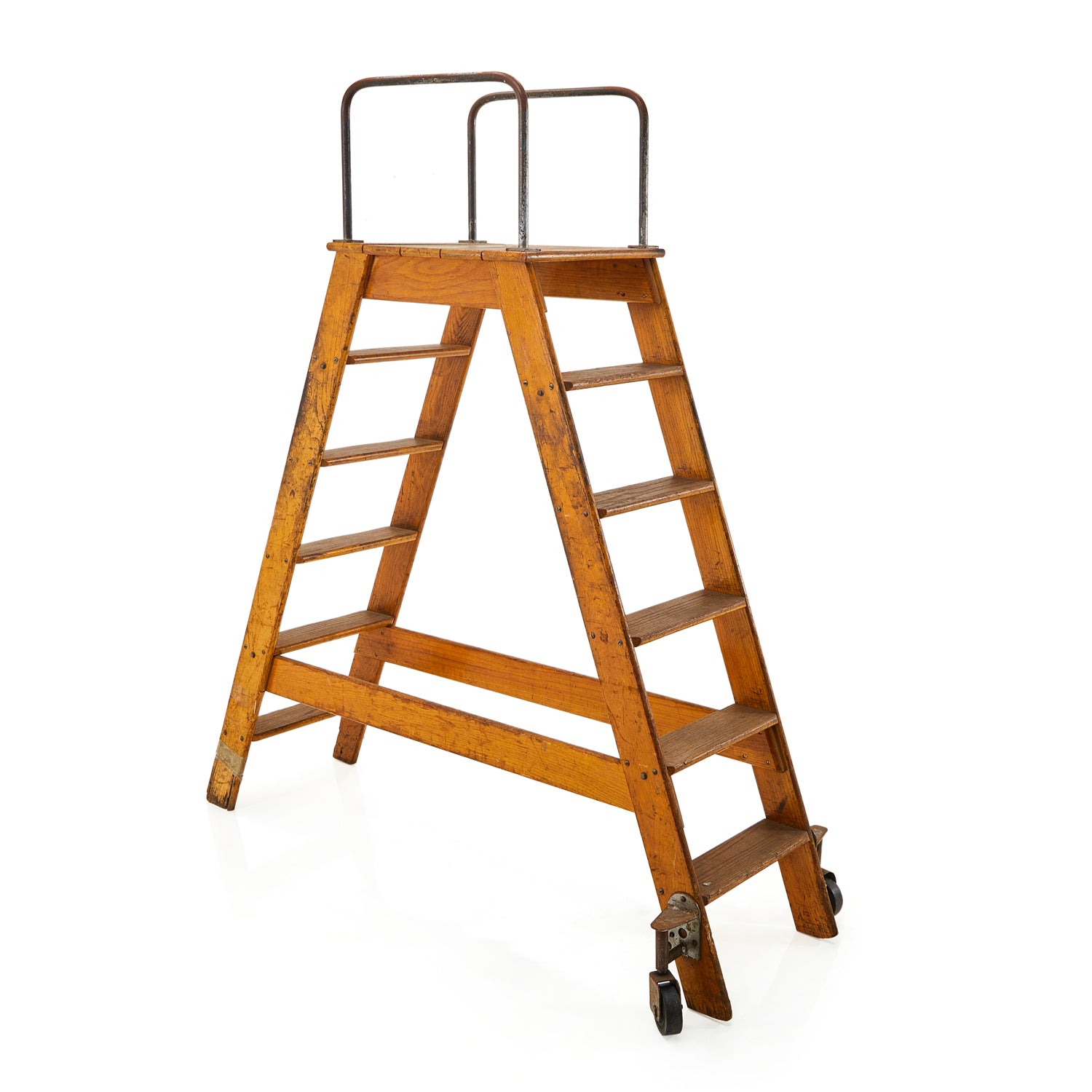 Wooden Rolling A-Frame Ladder - Gil & Roy Props
