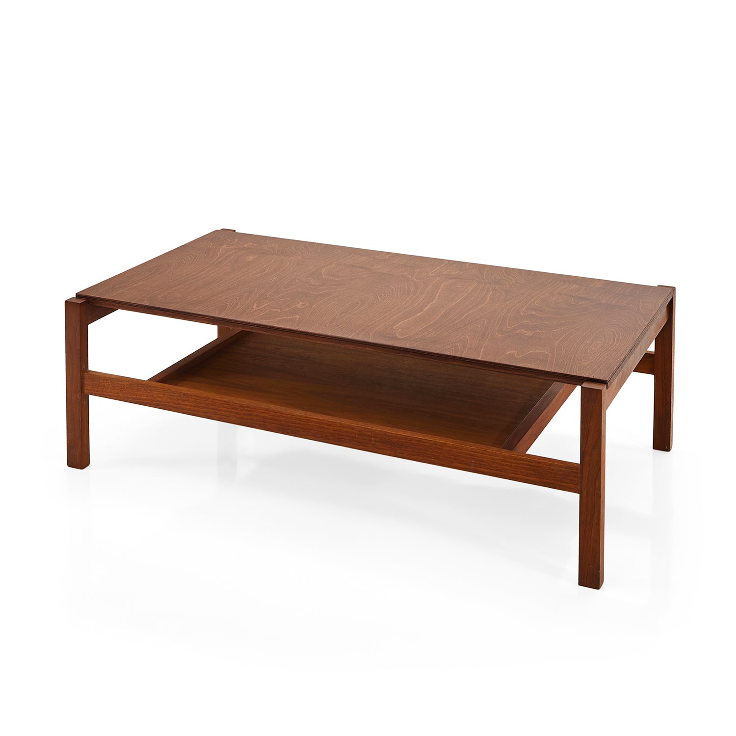 Walnut Rectangle Split Rail Coffee Table - Gil & Roy Props