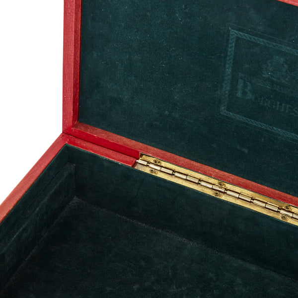 Red Wood Box with Painted Crest Design - Gil & Roy Props