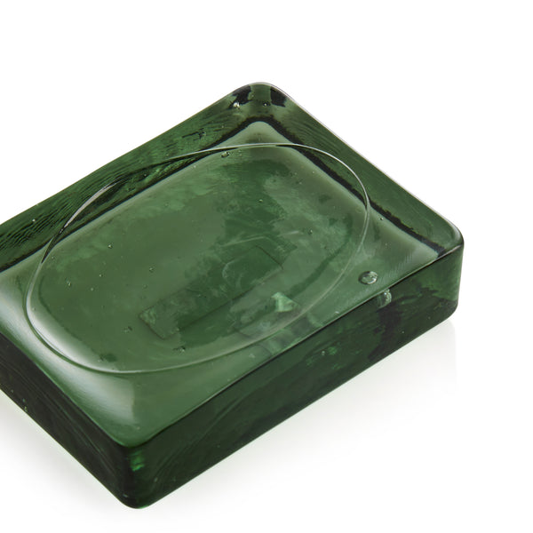 Green Glass Bar Soap Holder - Gil & Roy Props