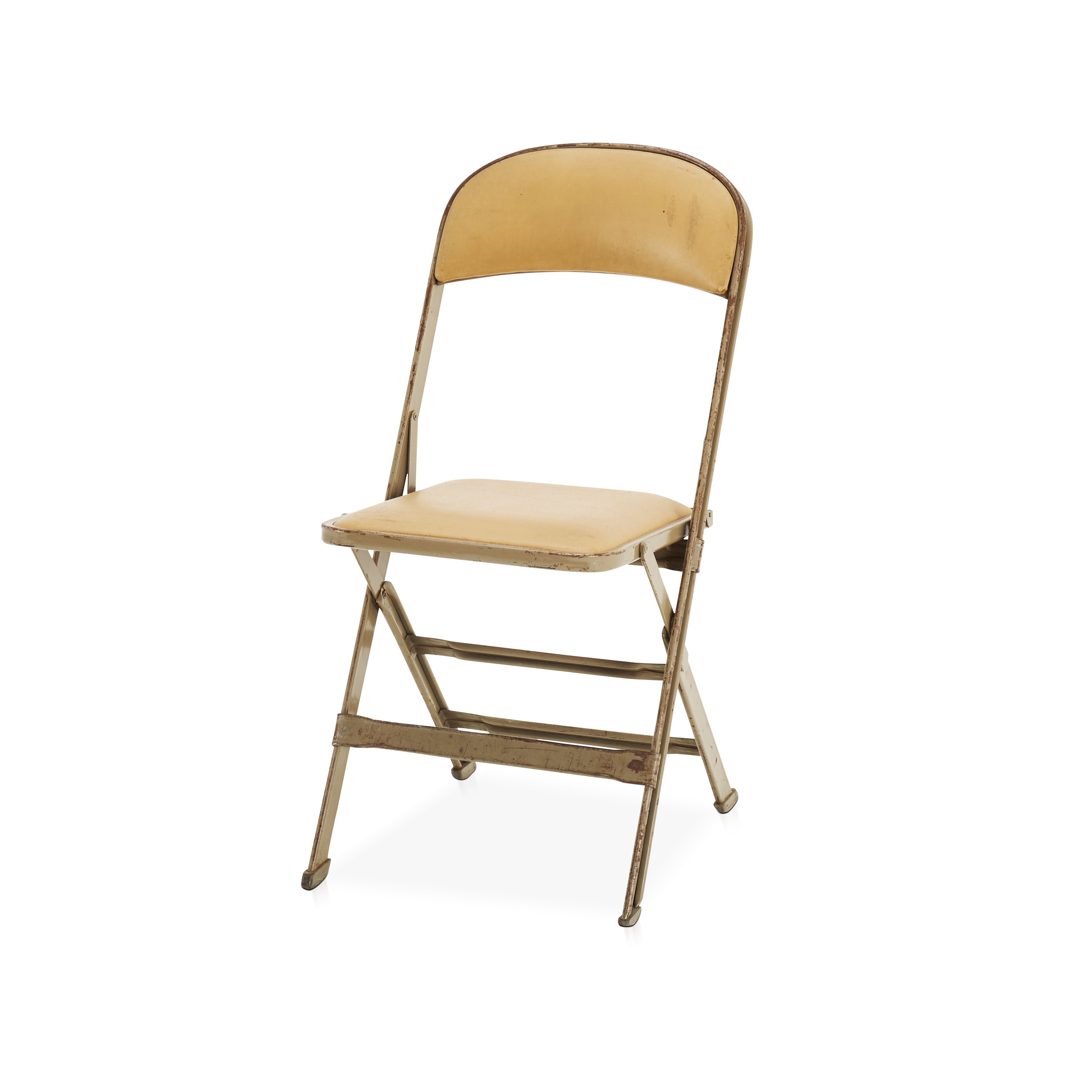 Tan Metal Folding Chair - Gil & Roy Props