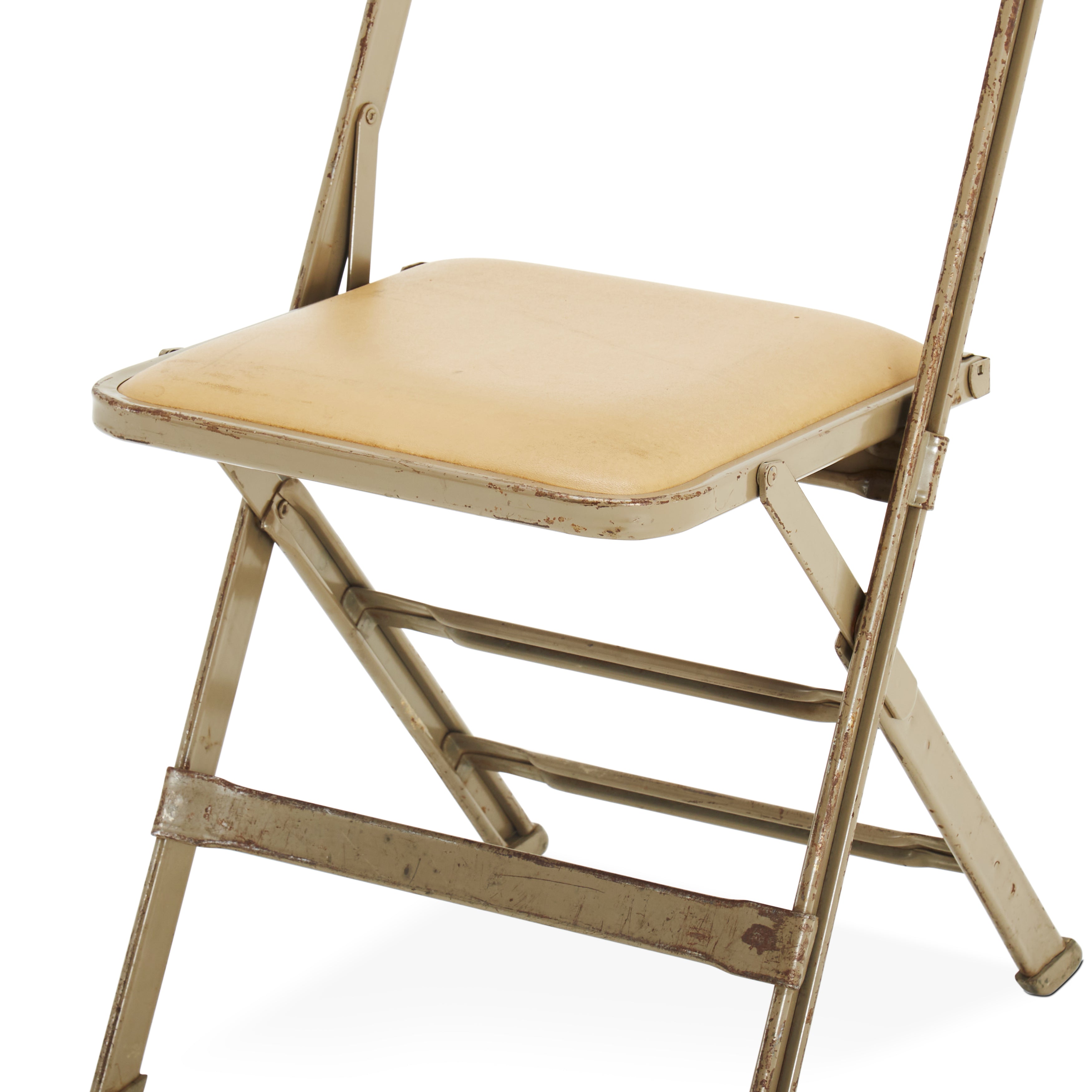 Tan Metal Folding Chair - Gil & Roy Props