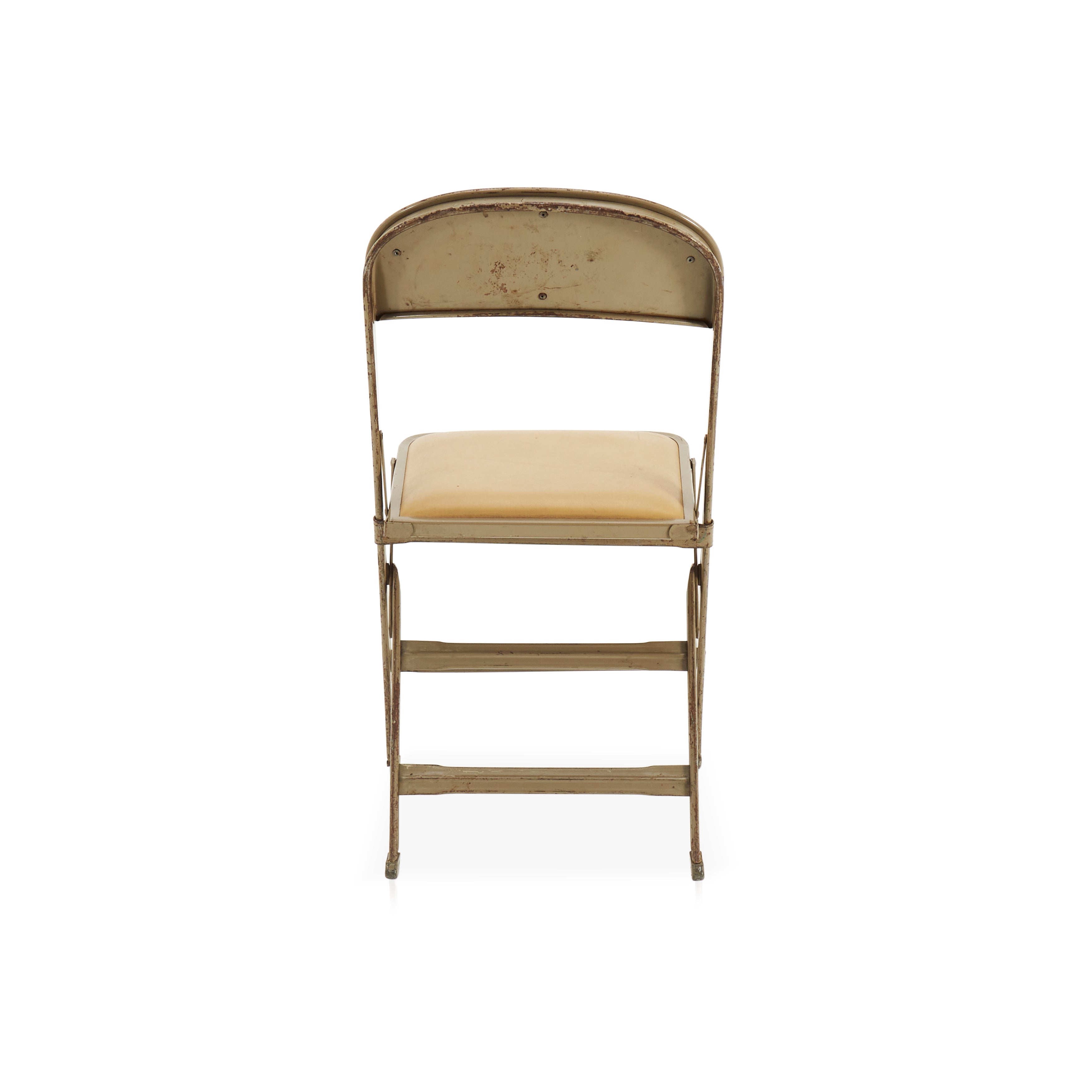 Tan Metal Folding Chair - Gil & Roy Props