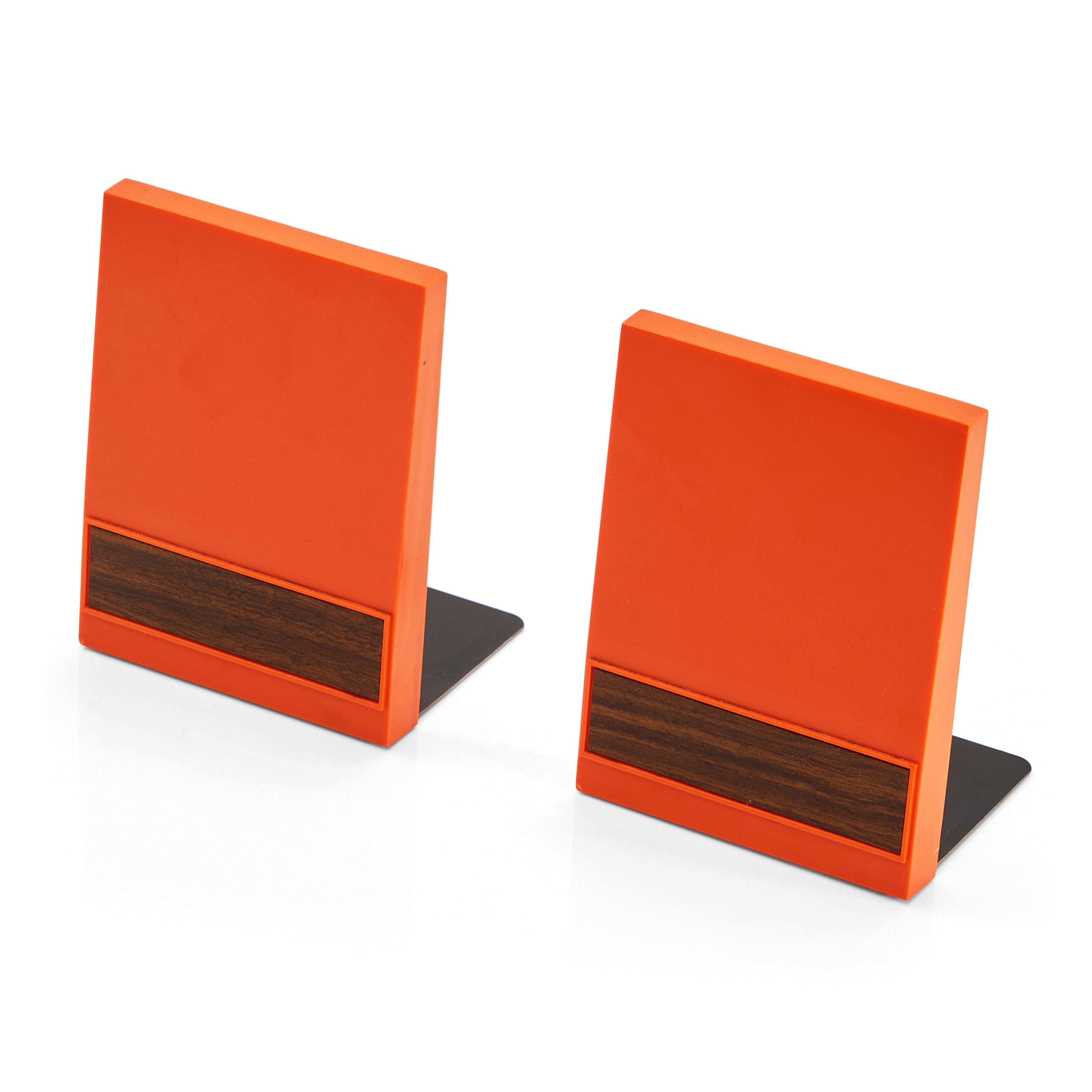 Orange and Wood Acrylic Bookends - Gil & Roy Props