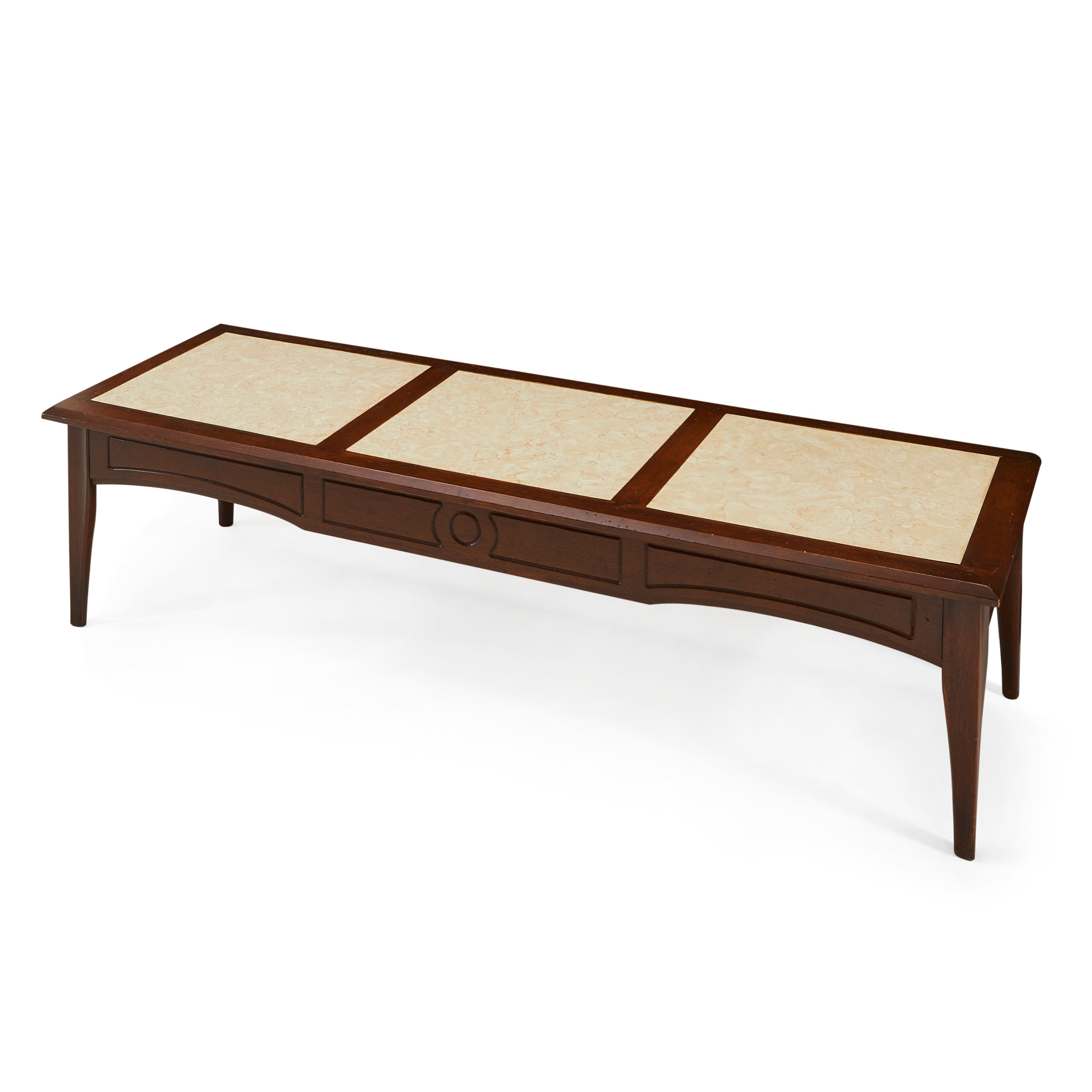 Wood & Marble Traditional Coffee Table - Gil & Roy Props