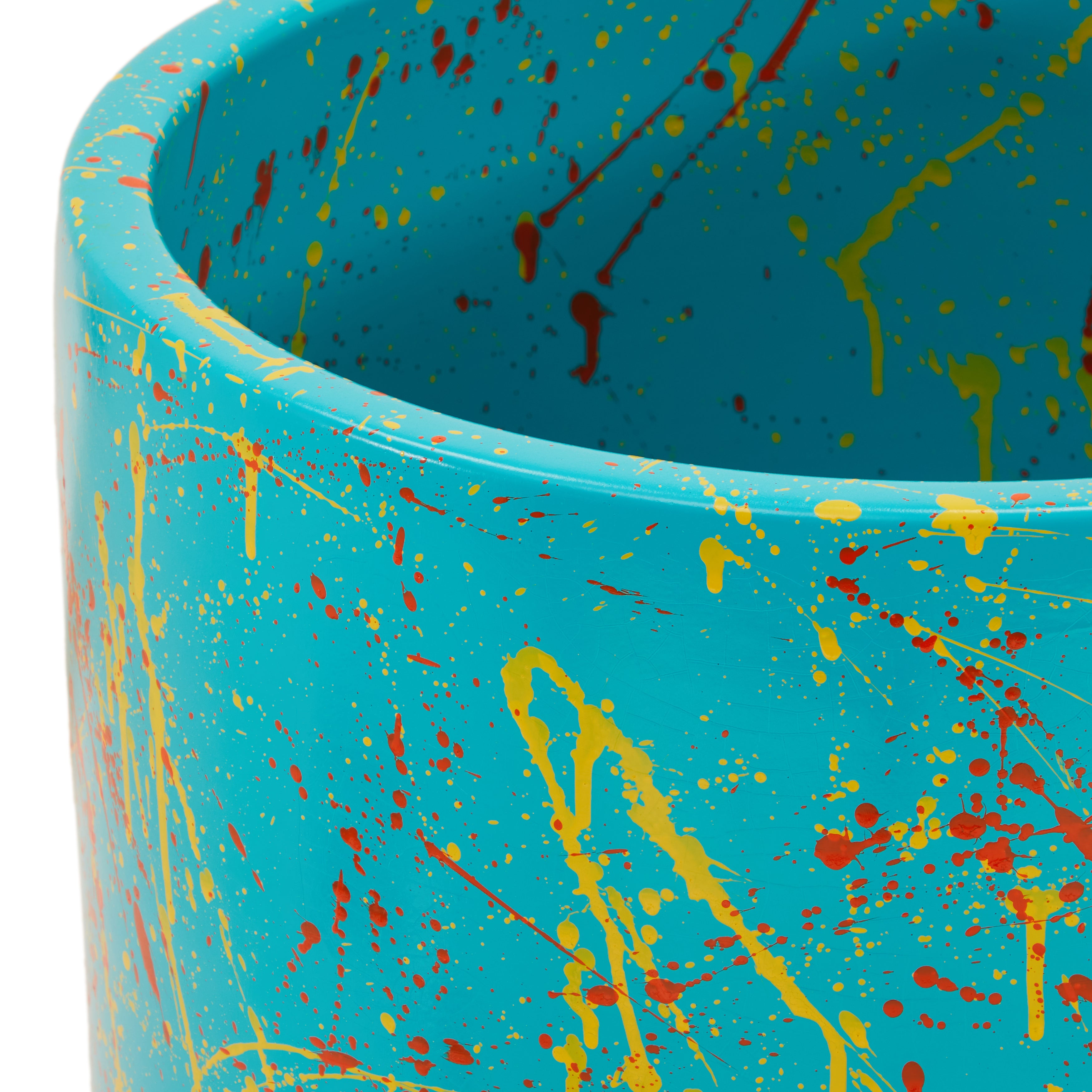 Blue Paint Splatter Planter Pot - Gil & Roy Props